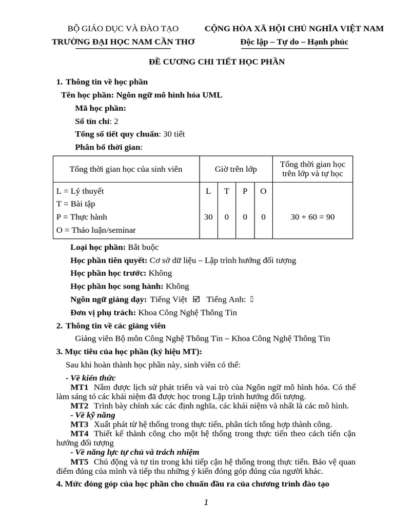70-DCCT - Ngon Ngu Mo Hinh Hoa UML - 2022 | PDF