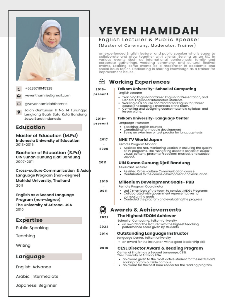 Oct 2024 - CV MC - Yeyen Hamidah | PDF