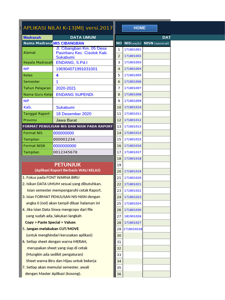 Raport K13 v.2017-KELAS 4 smt 1 (2020-2021) | PDF