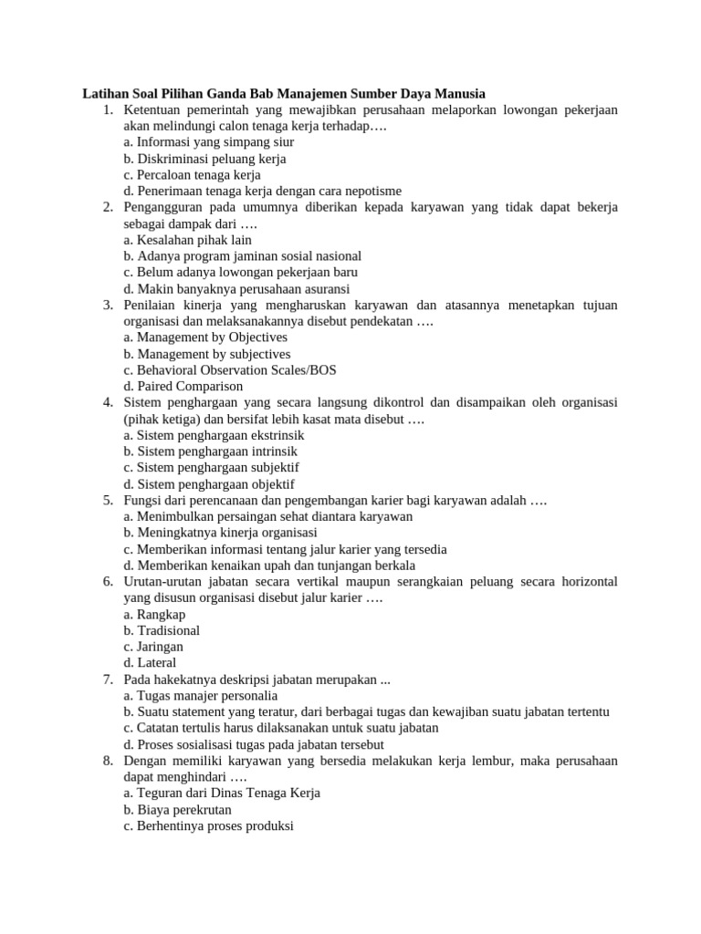 Latihan Soal MSDM 2 | PDF