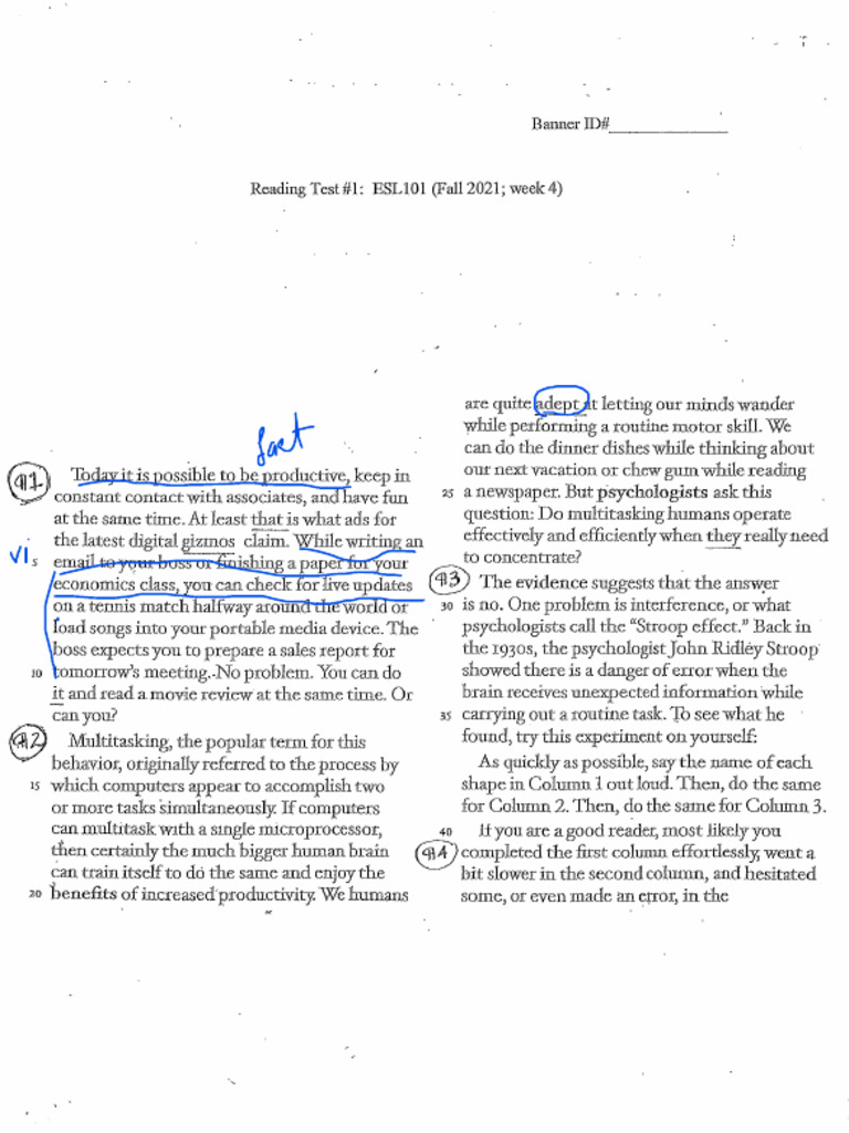 Practice Reading Test #1 | PDF