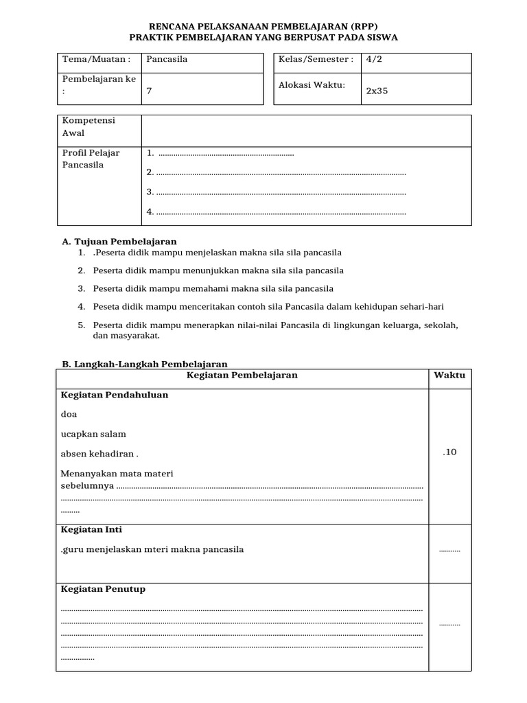 Salinan Contoh Format Modul - RPP | PDF