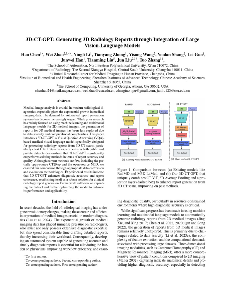3D-CT-GPT - Generating 3D Radiology Reports Through Integration of Large Vision-Language Models ...