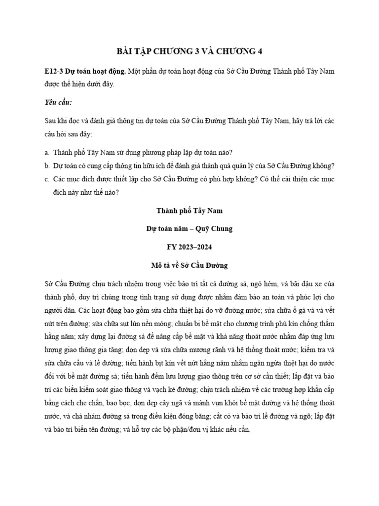 Bai tap chuong 3-4 | PDF