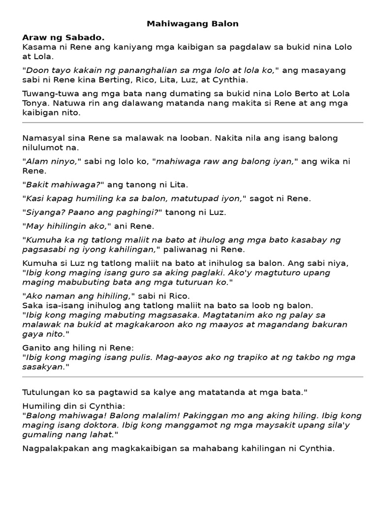 Mahiwagang Balon | PDF
