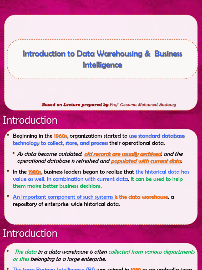 Intro to DWH & BI | PDF | Data Warehouse | Business Intelligence
