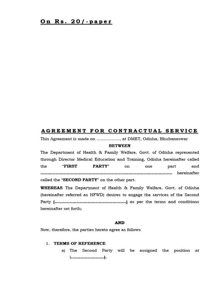 Agreement Format DMET For Contractual Employee | PDF | Breach Of ...