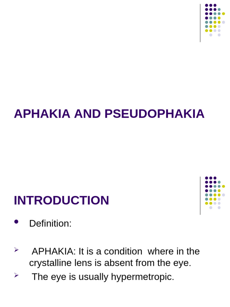 Aphakia and Pseudophakia | PDF | Eye | Visual System
