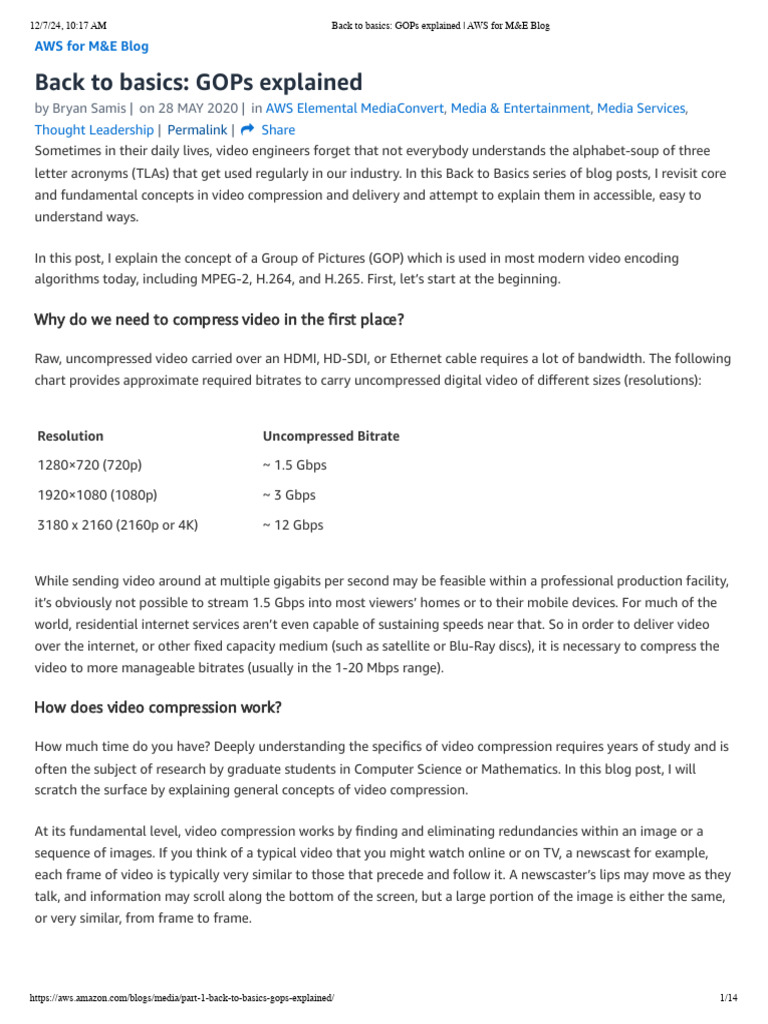 Back To Basics - GOPs Explained - AWS For M&E Blog | PDF | Data ...