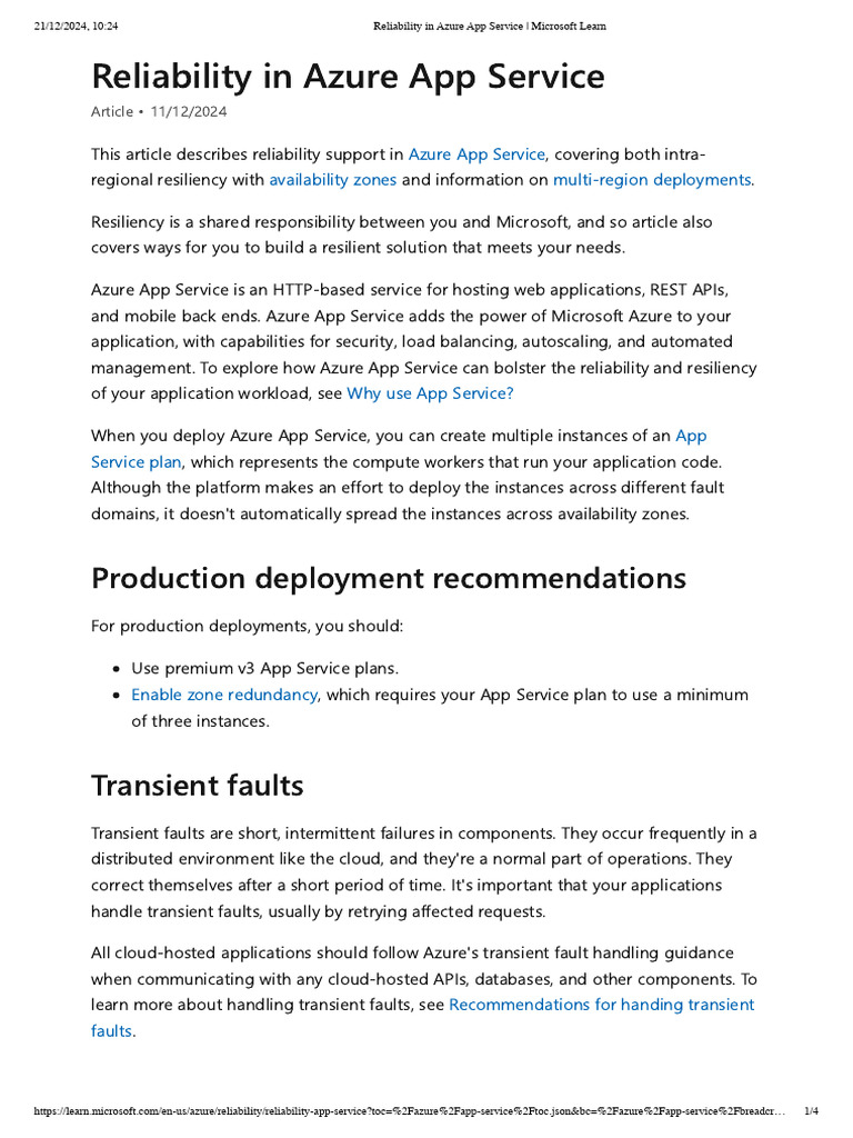 Azure App Service Reliability Strategies | PDF | Microsoft Azure ...
