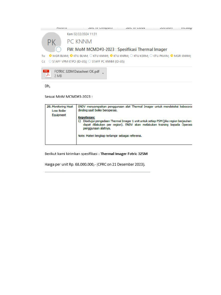 Harga Thermal Imager PTA KNNM | PDF