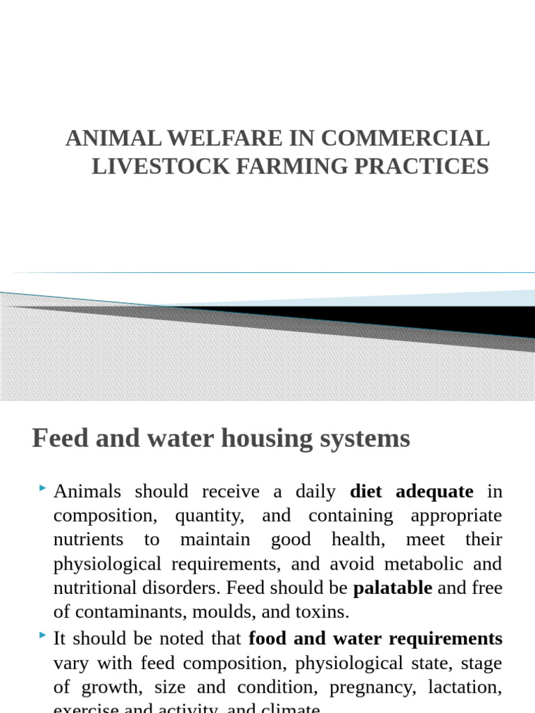 Animal Welfare in Commercial Livestock Farming Practices | PDF | Water