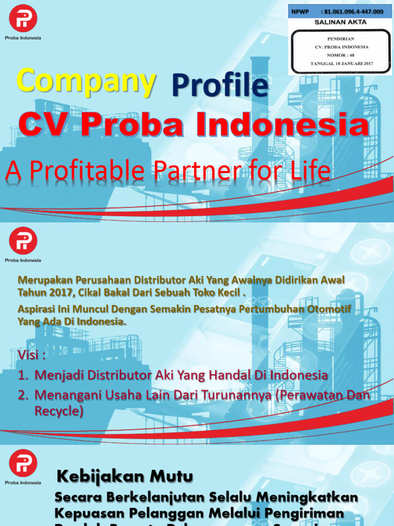 Company Profile CV Proba | PDF
