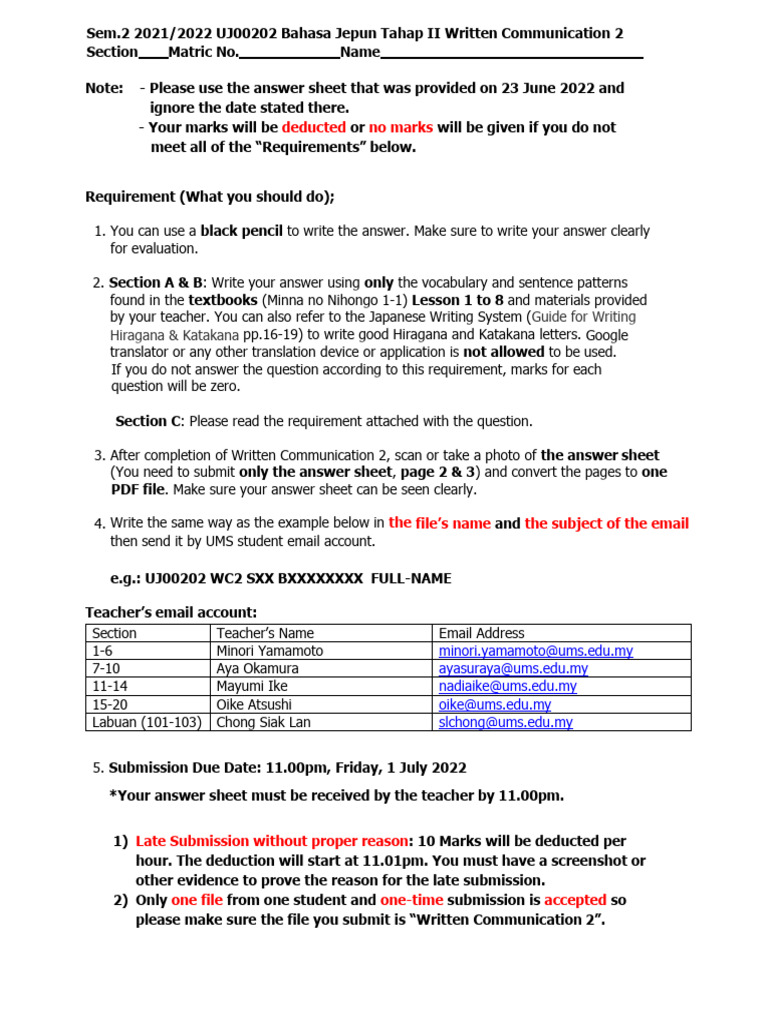 UJ00202 Japanese Writing Guidelines | PDF | Japanese Language | Languages