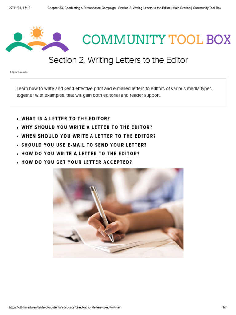 Chapter 33. Conducting A Direct Action Campaign - Section 2. Writing Letters To The Editor ...