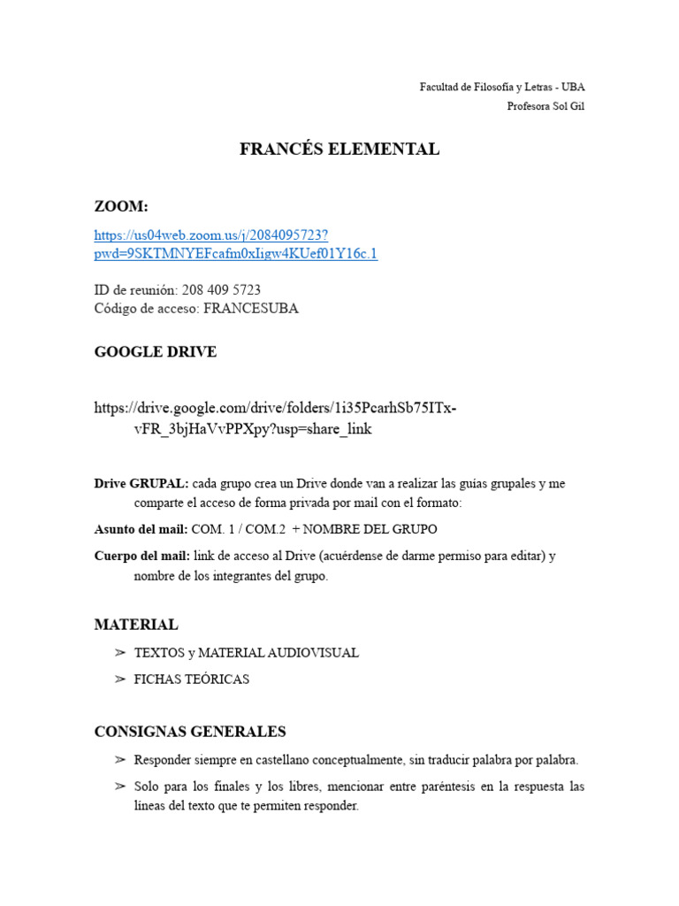 PRESENTACIÓN FR ELE 23 - Prof. SOL GIL | PDF