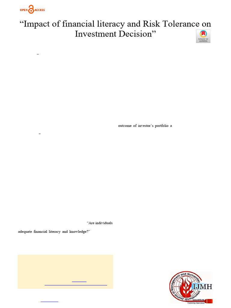 Financial Literacy's Impact on Investment Decisions | PDF | Investing ...
