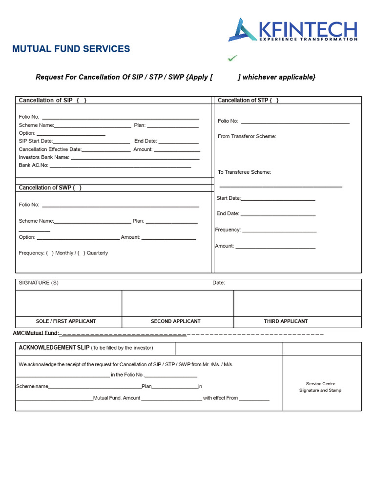 Request For Cancellation Of SIP-STP-SWP | PDF Request For Cancellation Of SIP-STP-SWP | PDF
