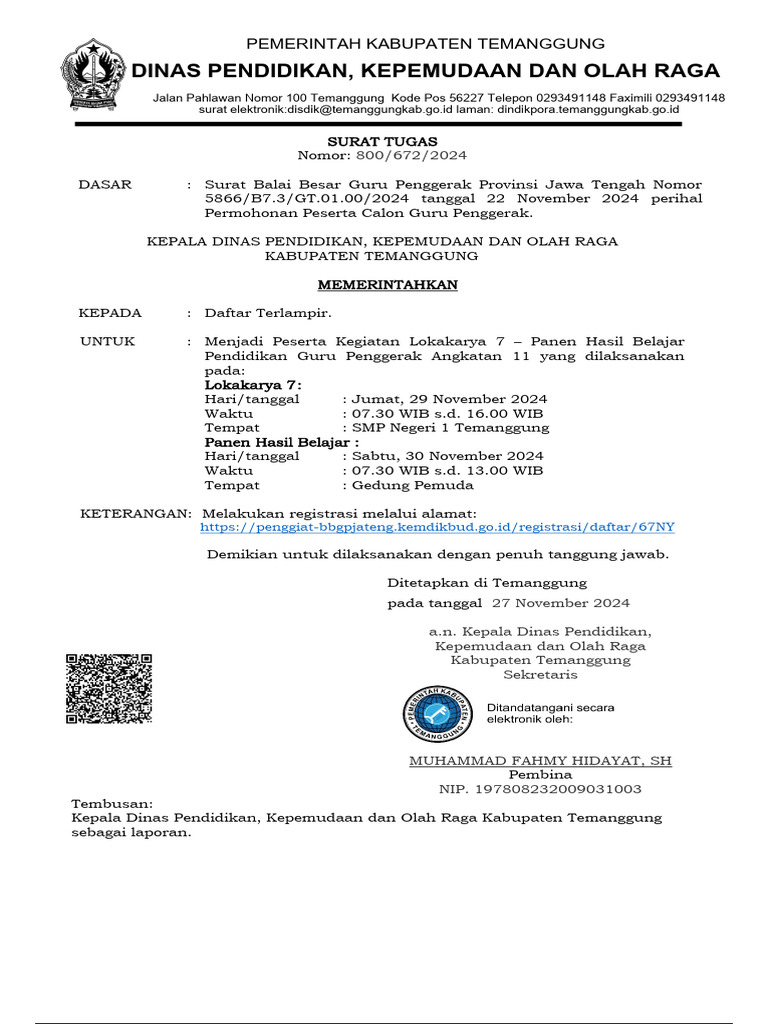 Surat Tugas CGP Loka 7 | PDF