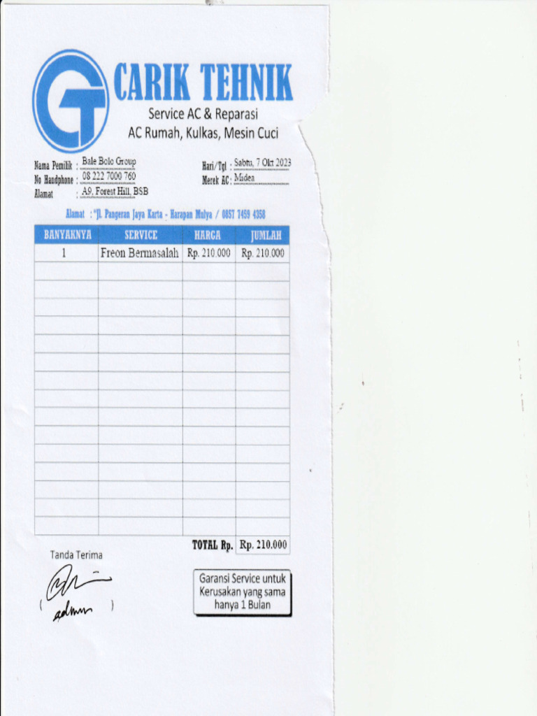 NOTA SERVICE Ac | PDF