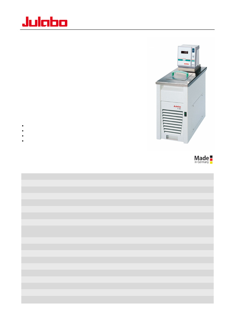 JULABO F25 ED Datasheet | PDF | Pump | Refrigeration