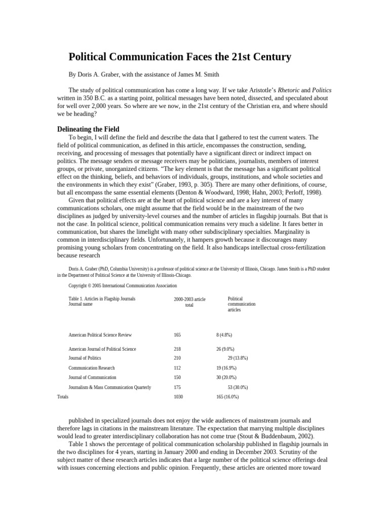 21st Century Political Communication Insights | PDF | Opinion Poll ...