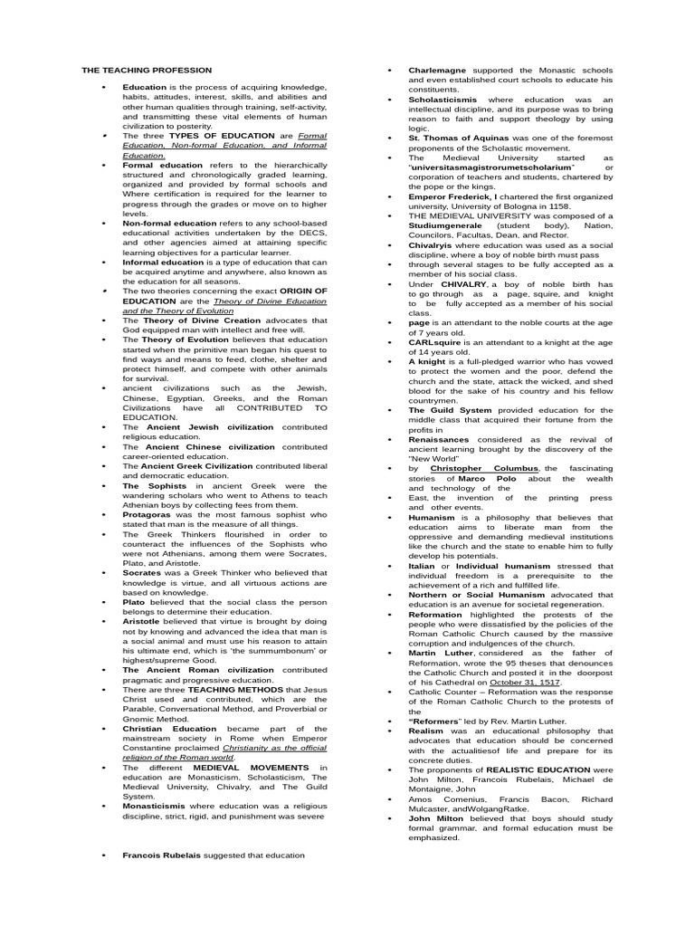 The Teaching Profession Reviewer | PDF | Deductive Reasoning | Skepticism