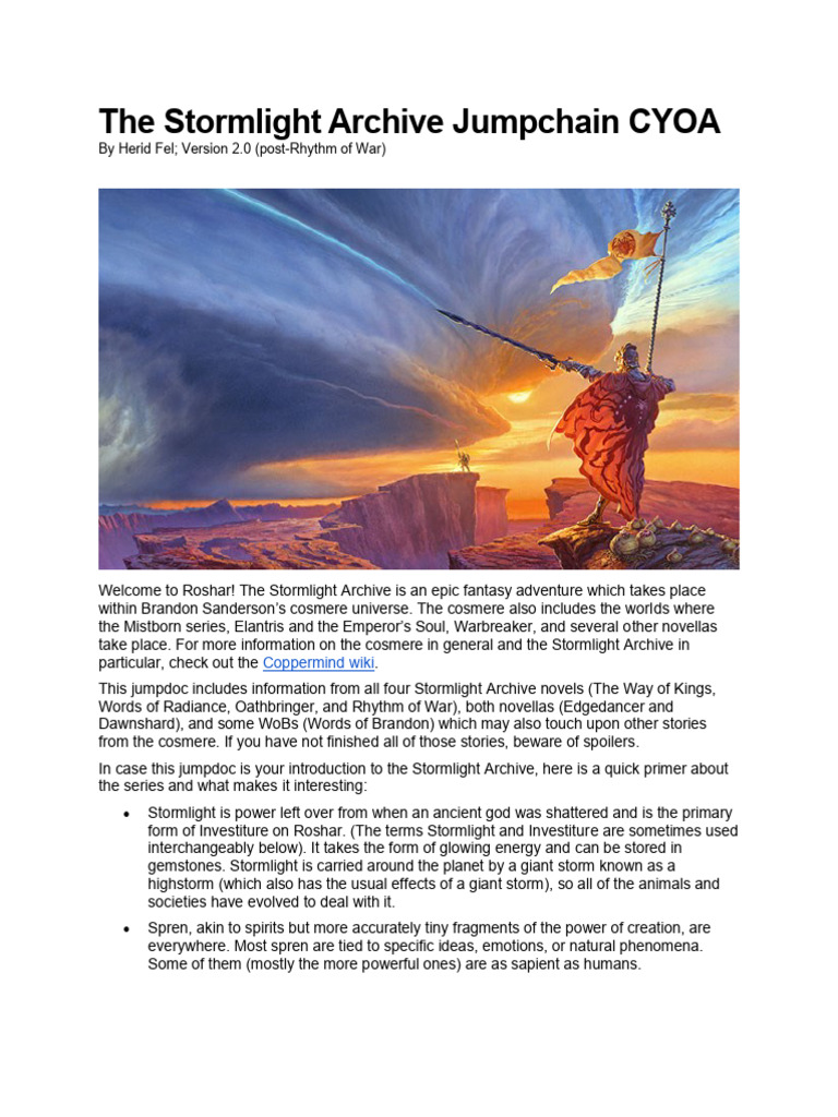 Stormlight Archive Jumpchain Guide | PDF