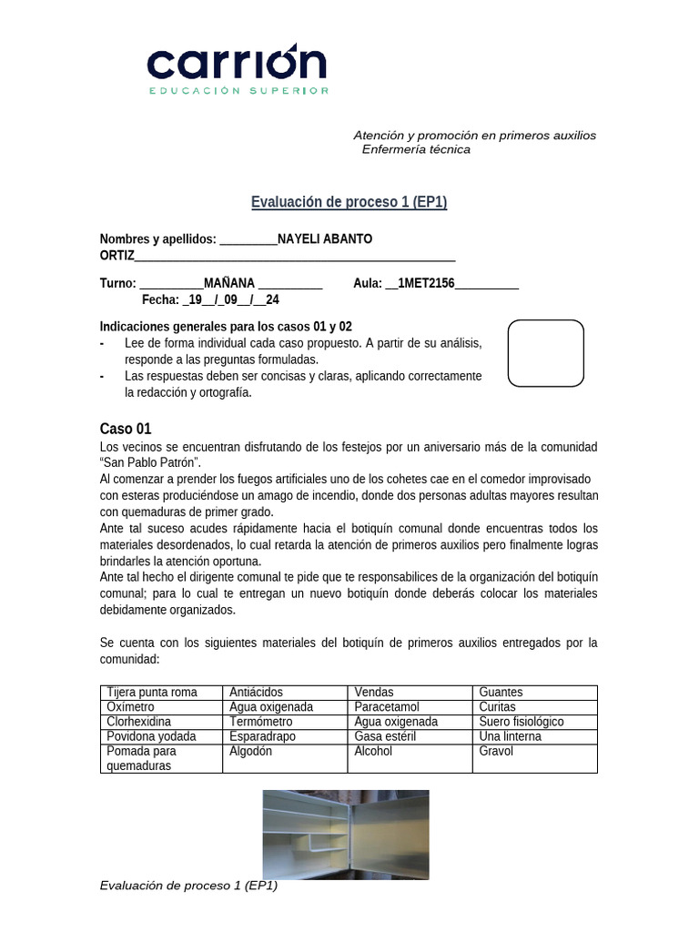 EP1 - ENF - I - APPA Evaluación | PDF | Primeros auxilios | Medicina