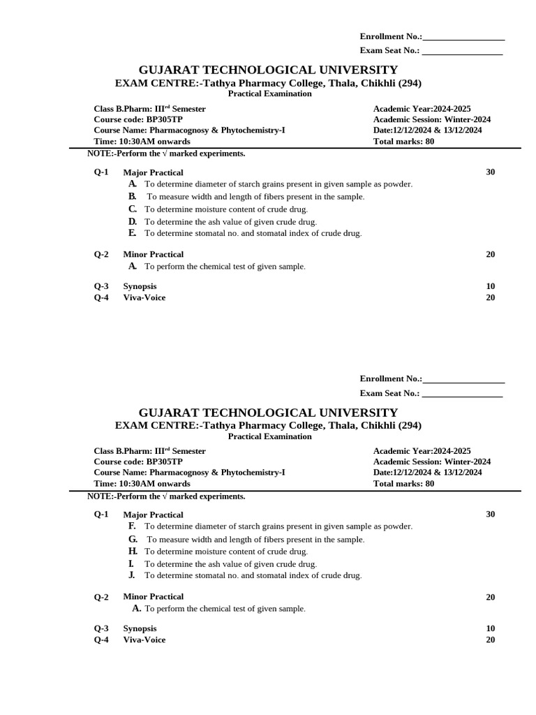 BP305TP External Practical Paper Final | PDF