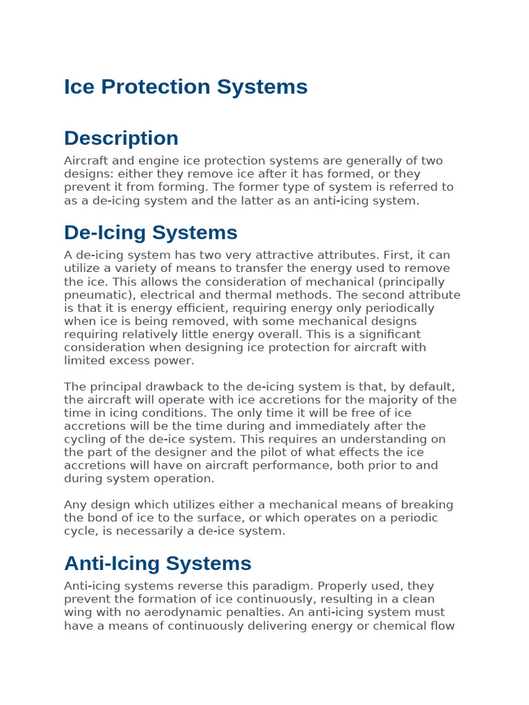 Ice Protection Systems | PDF | Ice