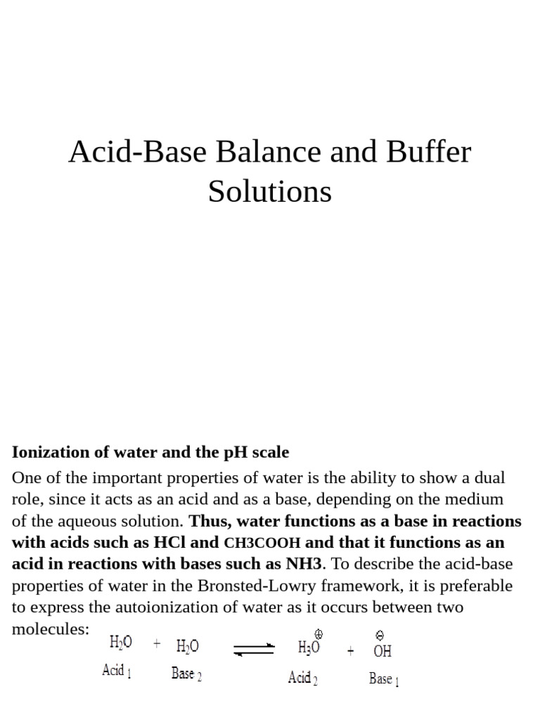 Lecture Acid Base Balance and Buffer Solutions Faculty of Medicine ...