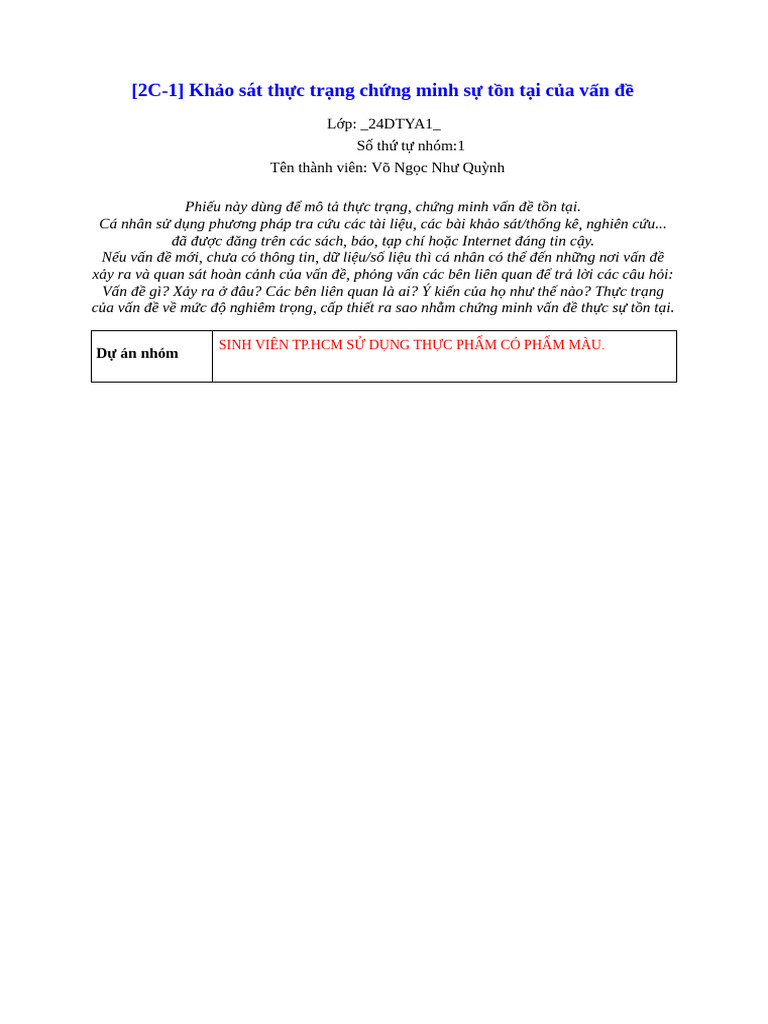 (2C-1) Khảo sát thực trạng chứng minh sự tồn tại của vấn đề | PDF