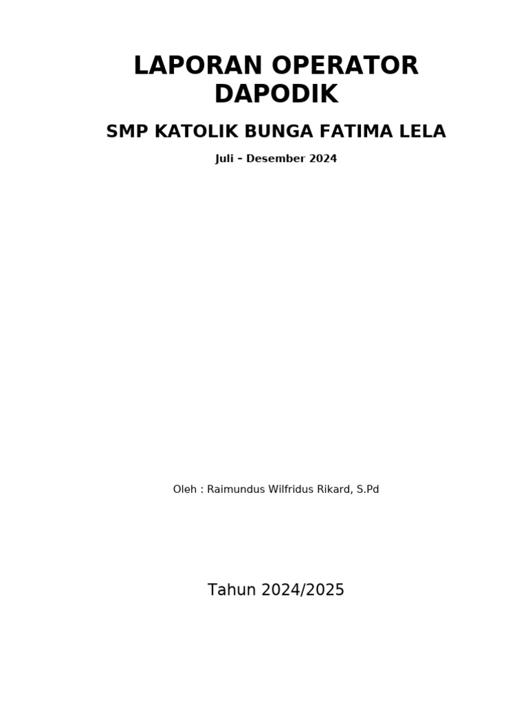 LAPORAN OPERATOR DAPODIK Ekin PMM | PDF