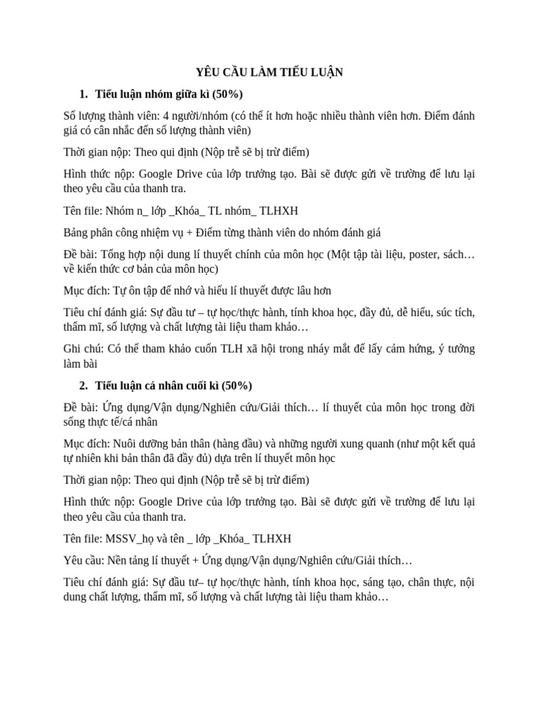 Yeu Cau Lam Tieu Luan | PDF