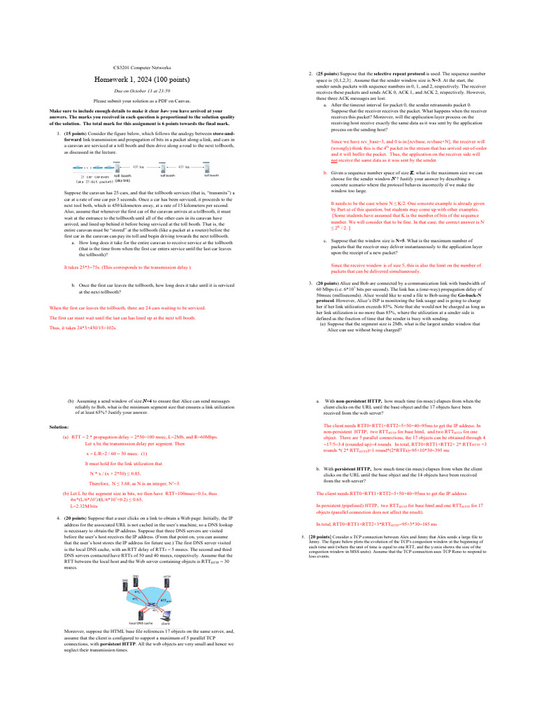 Assignment01 2024 Solution | PDF | Transmission Control Protocol | Computer Science