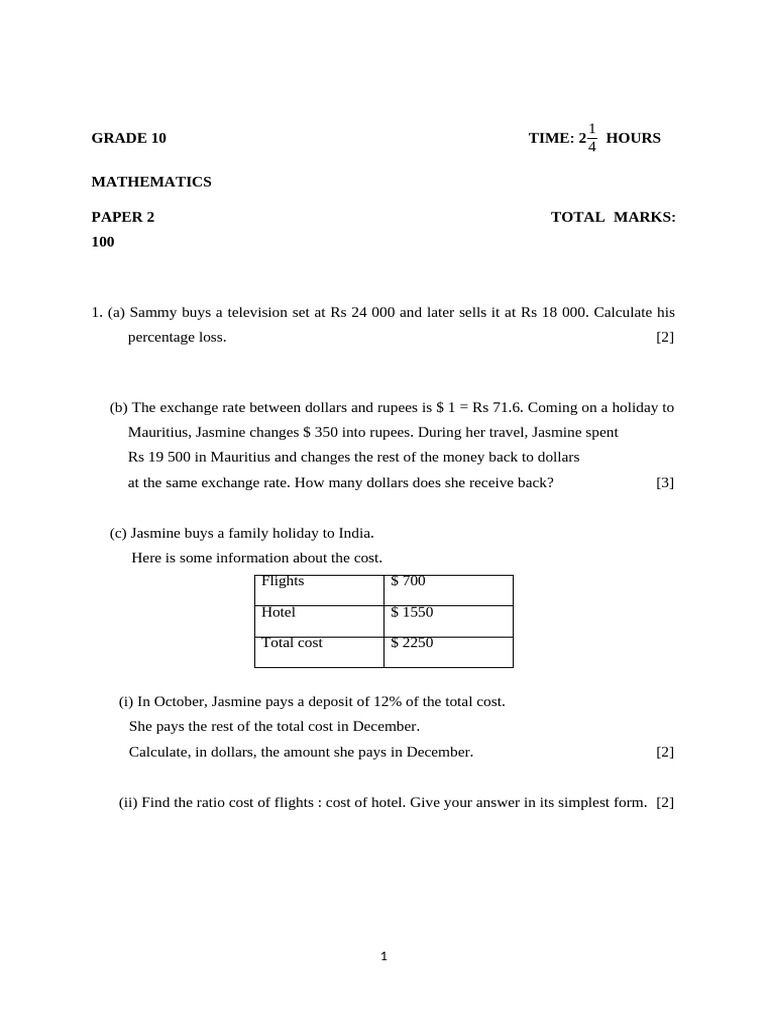 Grade 10 P2 Maths | PDF | Rectangle | Mathematics