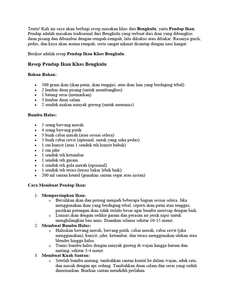 Resep Pendap Ikan | PDF