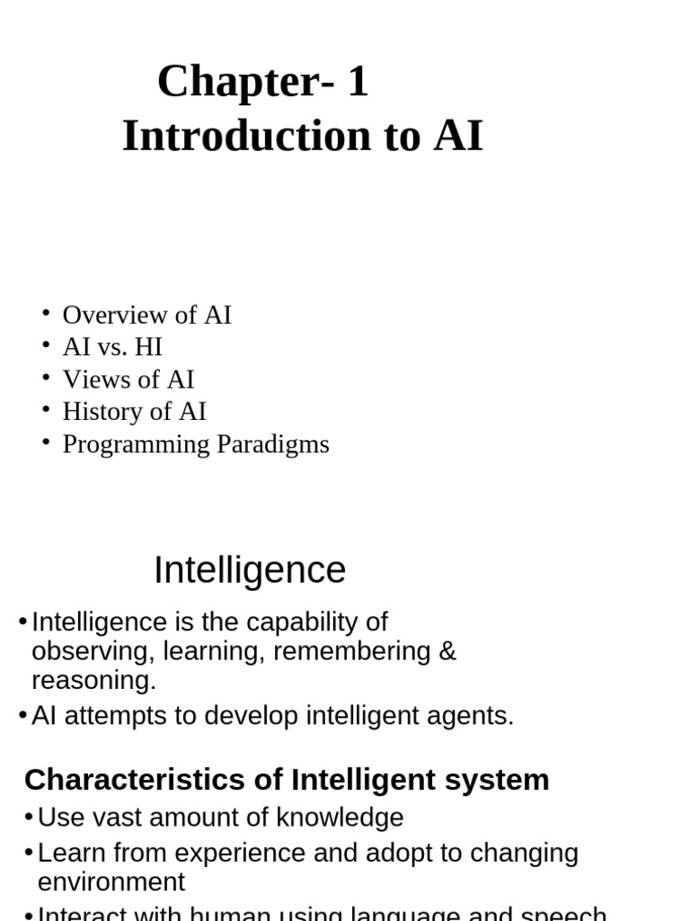 1 AI Intro | PDF | Artificial Intelligence | Intelligence (AI) & Semantics