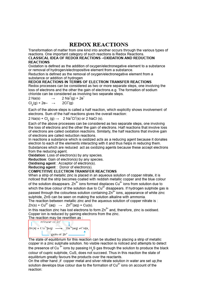 redox | PDF | Redox | Chemical Reactions