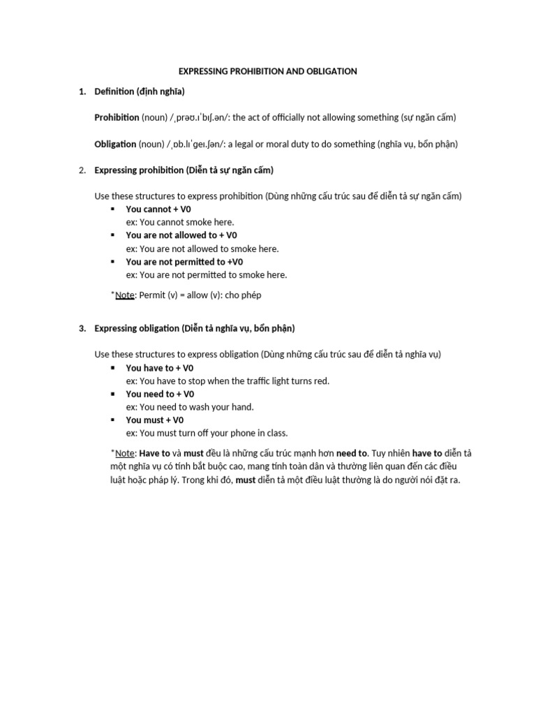 Expressing Prohibition and Obligation | PDF