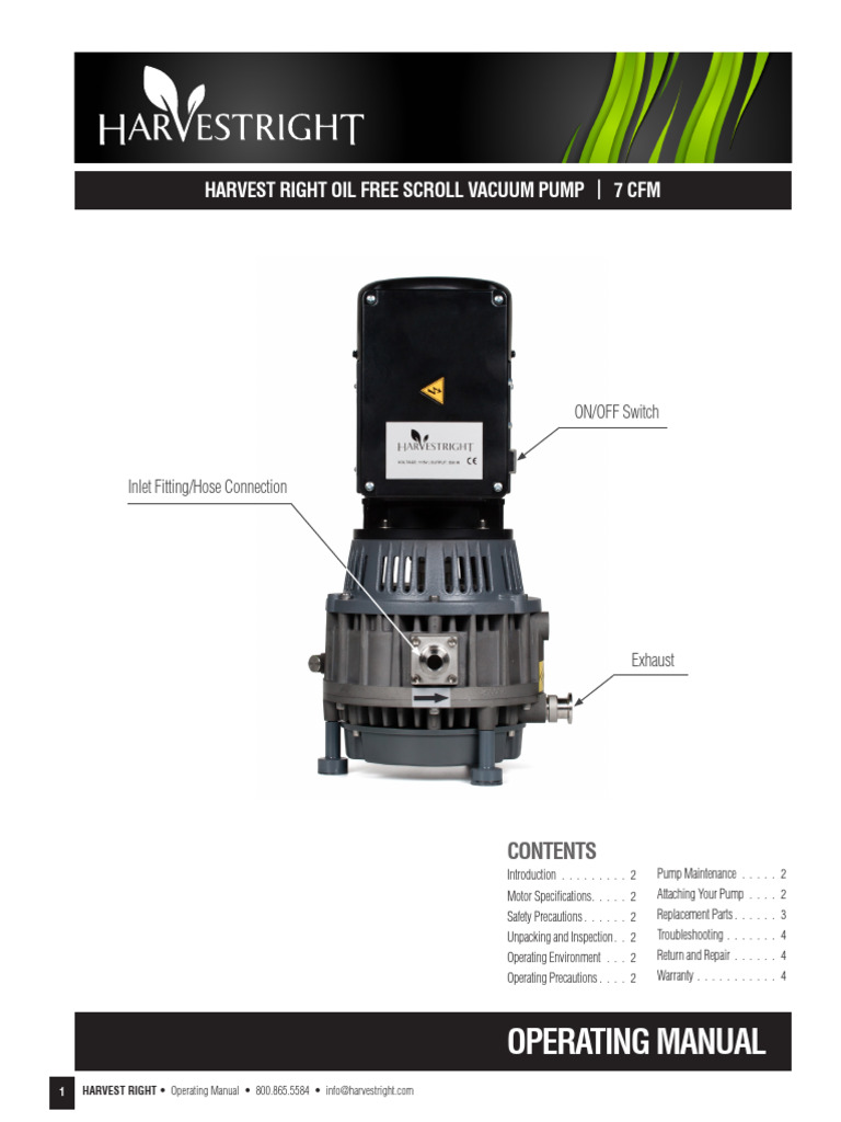 Harvest+Right+Manual HR Scroll+Vacuum+Pump V12+large | PDF | Pump | Vacuum