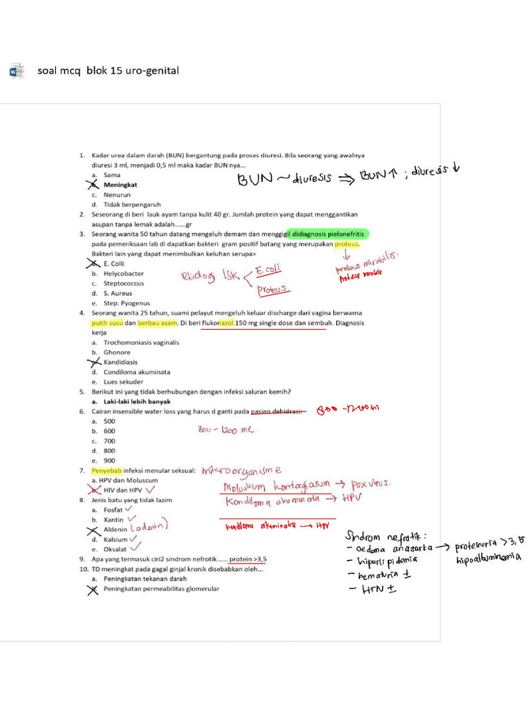 soal mcq blok 15 uro-genital edited | PDF