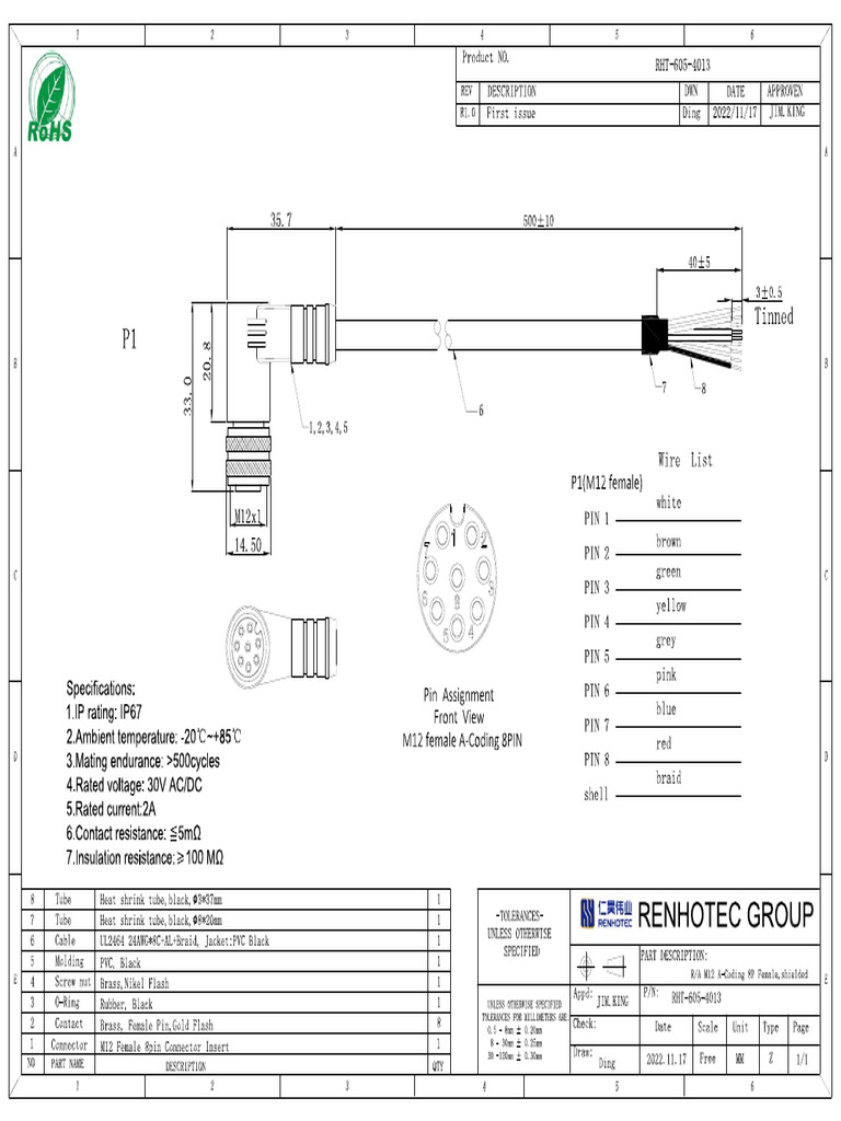 RHT-605-4013 cáp cho encoder IFM RVP510 | PDF