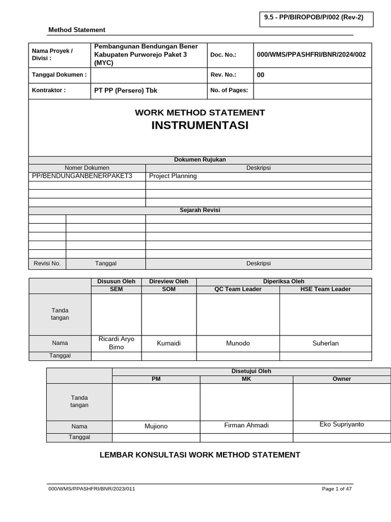 Main Dam - Pekerjaan Instrumentasi | PDF