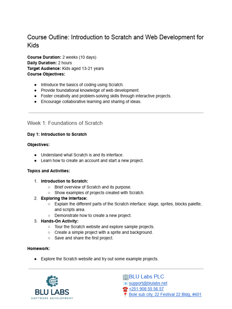Kids' Coding & Web Dev Basics | PDF | Scratch (Programming Language) | Html