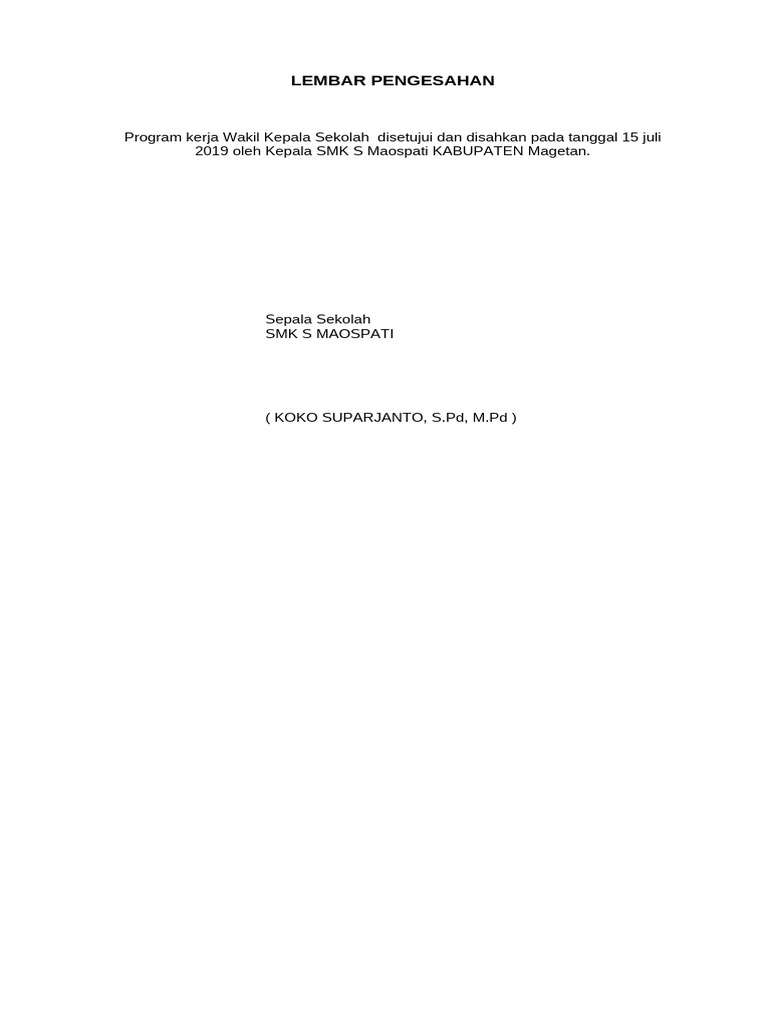 LEMBAR PENGESAHAN PKKS PROGRAM WAKAKUR | PDF