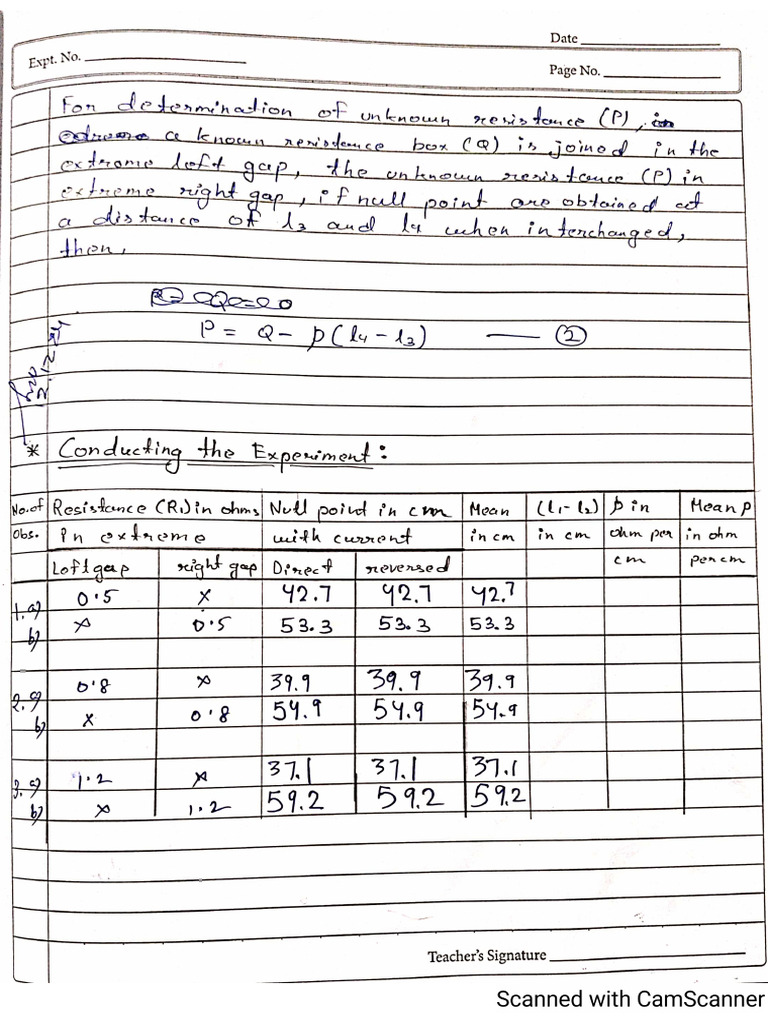 Carey Foster Table | PDF