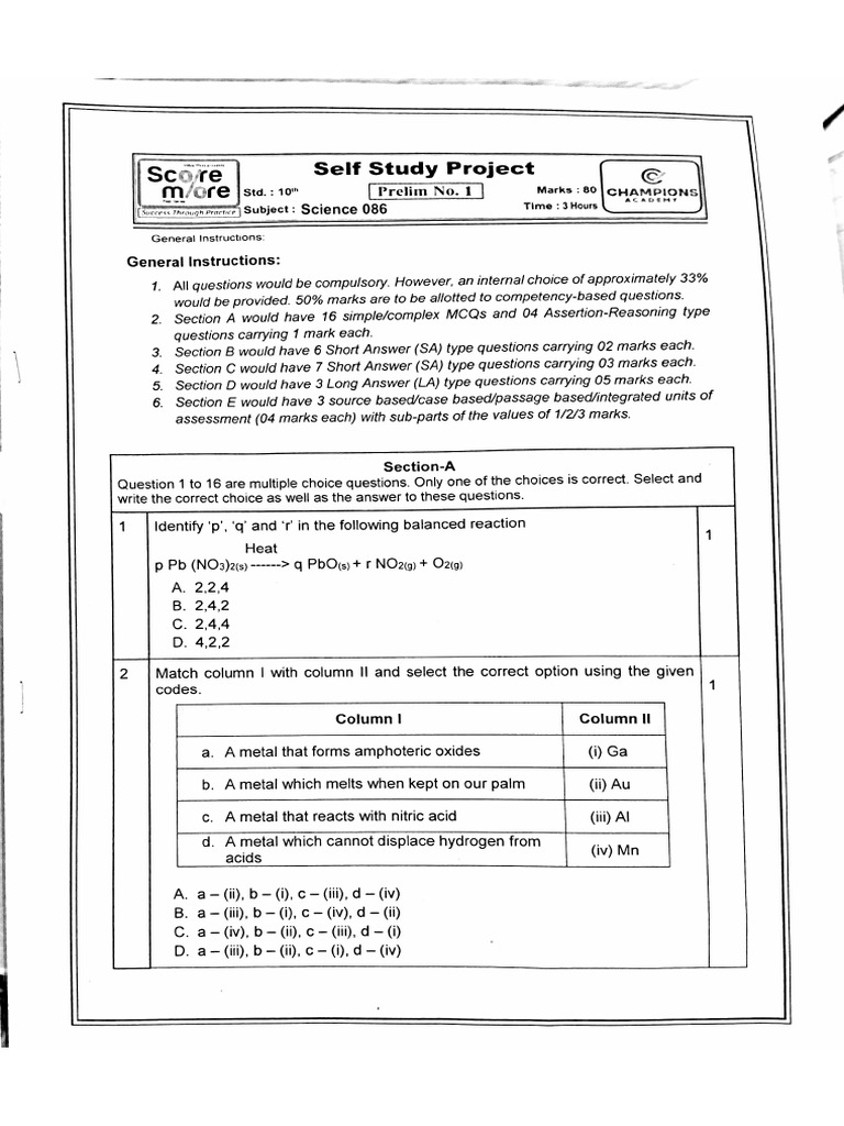 CBSE - Science (Code No. 086) | PDF
