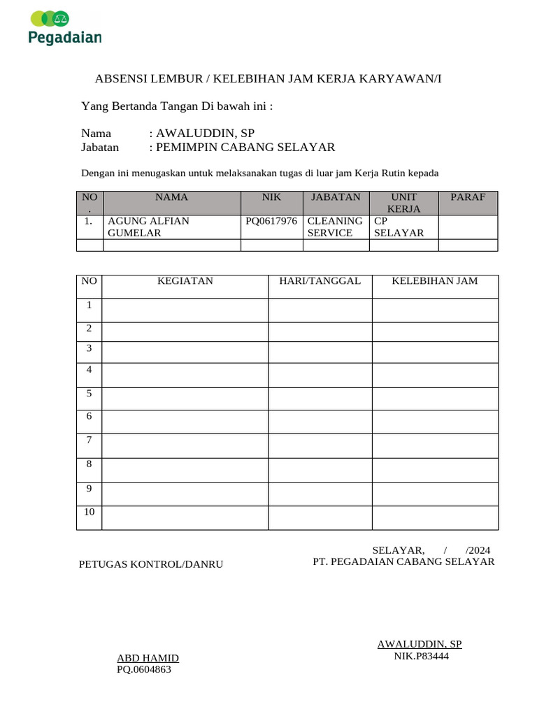 LEMBUR | PDF